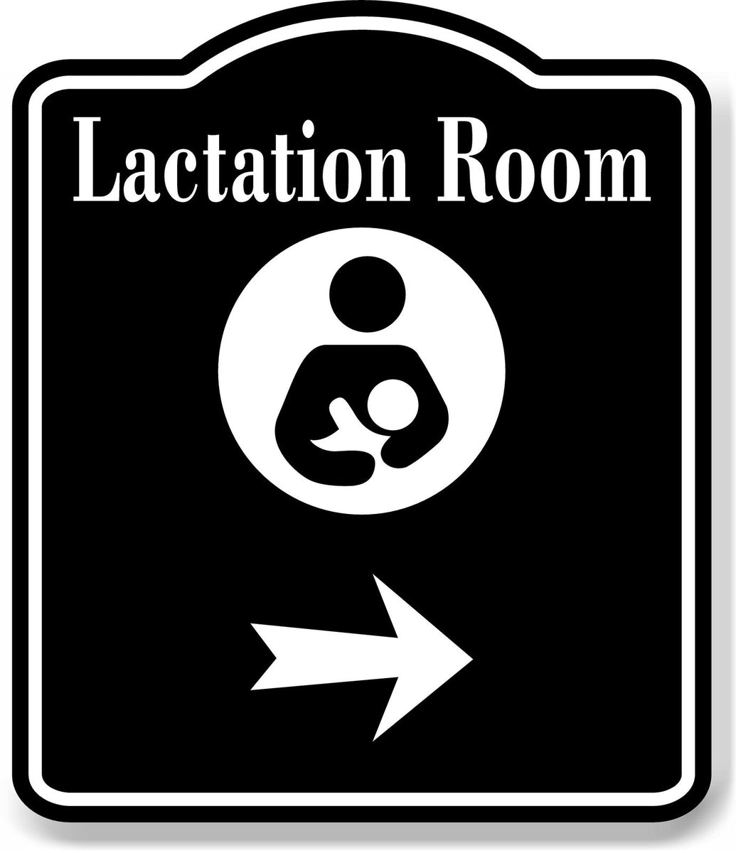 Lactation Room Right Arrow BLACK Aluminum Composite Sign – Work House signs