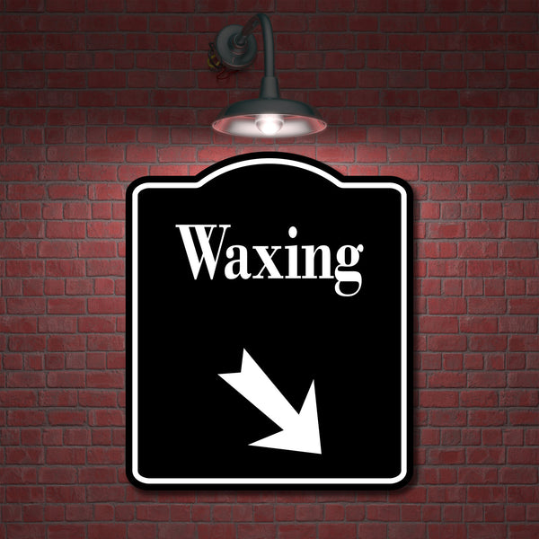 Waxing 45 Degree Down Right Arrow BLACK Aluminum Composite Sign – Work ...