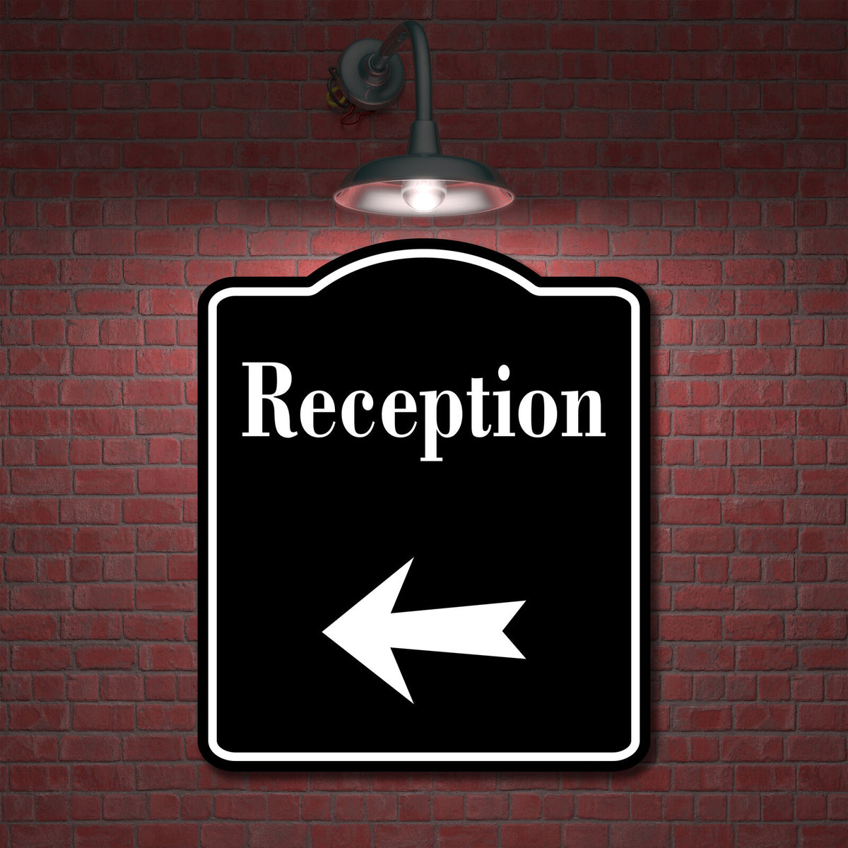 Reception Left Arrow BLACK Aluminum Composite Sign – Work House signs