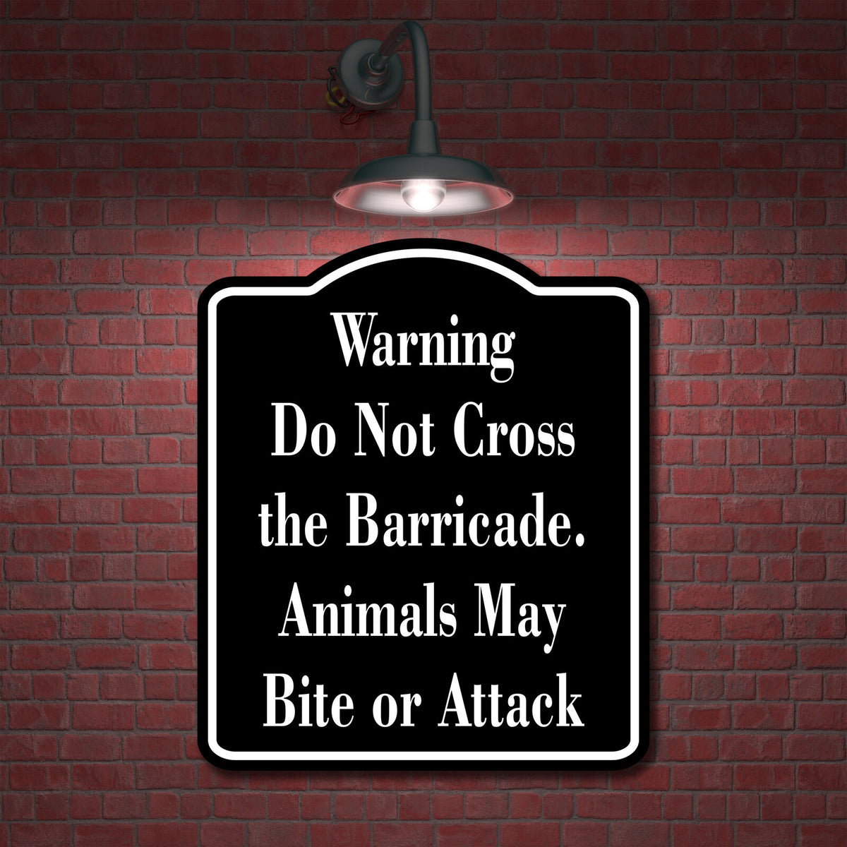 Warning Do Not Cross Barricade animals may bite BLACK Aluminum Composi ...