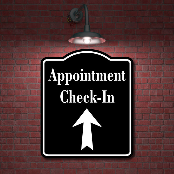 Appointment Check-In Up Arrow BLACK Aluminum Composite Sign – Work ...