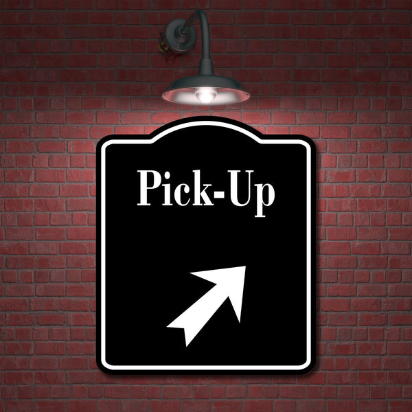 Pick-Up 45 Degree Up Right Arrow BLACK Aluminum Composite Sign – Work ...