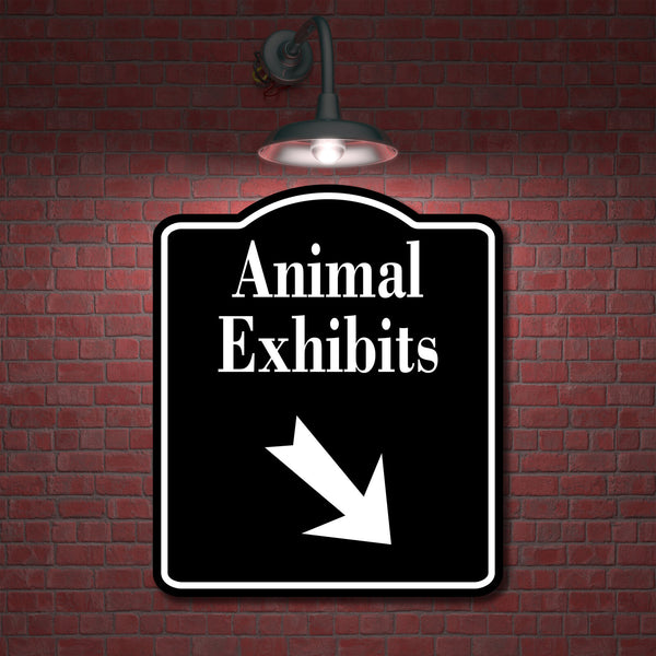 Animal Exhibits 45 Degree Down Right Arrow BLACK Aluminum Composite Si ...