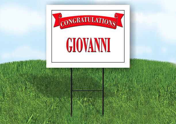 GIOVANNI CONGRATULATIONS RED BANNER 18in x 24in Yard sign with Stand ...