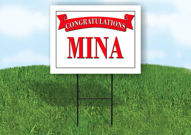 MINA CONGRATULATIONS RED BANNER 18in x 24in Yard sign with Stand – Work ...