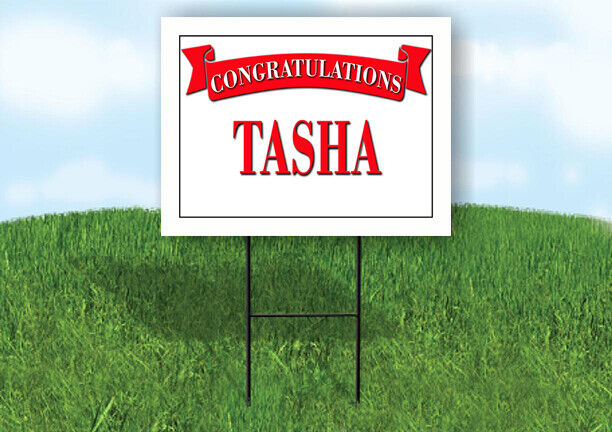 TASHA CONGRATULATIONS RED BANNER 18in x 24in Yard sign with Stand ...