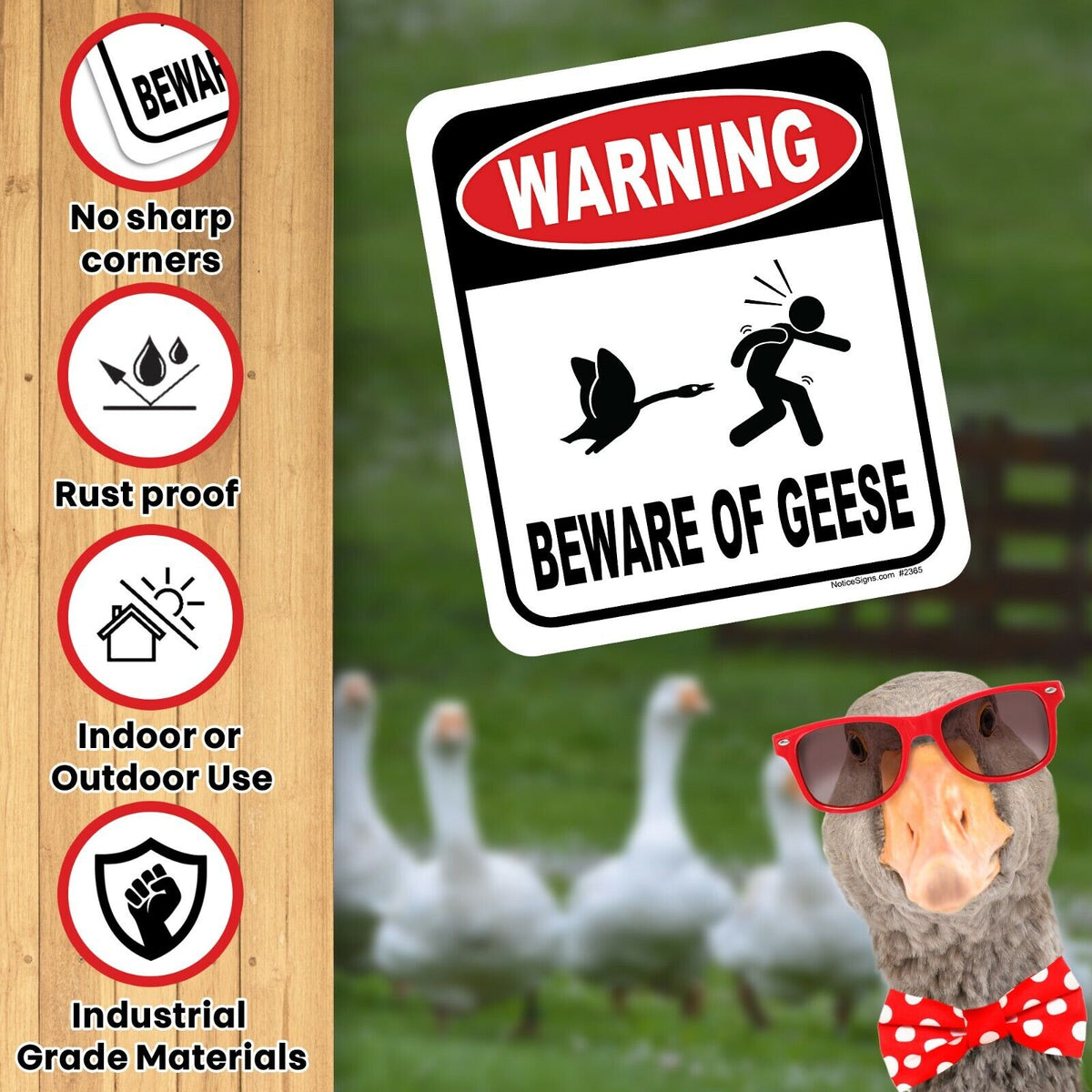 Warning Beware Of Geese Aluminum composite outdoor sign long-lasting ...