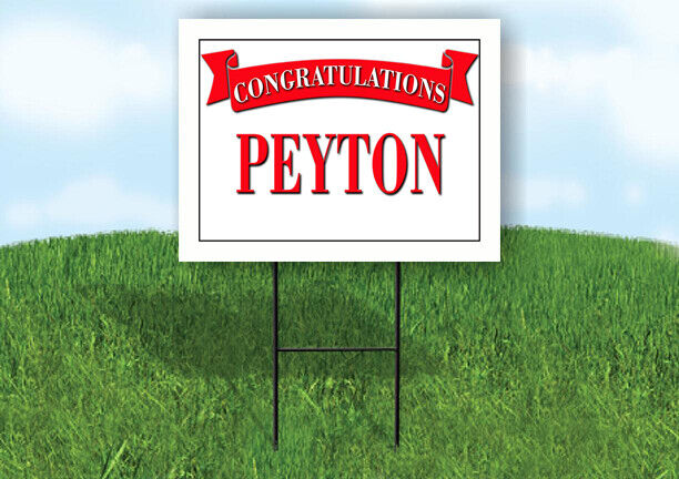 PEYTON CONGRATULATIONS RED BANNER 18in x 24in Yard sign with Stand ...