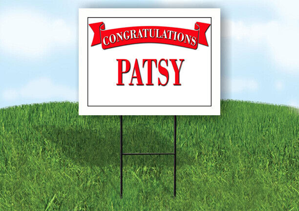 PATSY CONGRATULATIONS RED BANNER 18in x 24in Yard sign with Stand ...