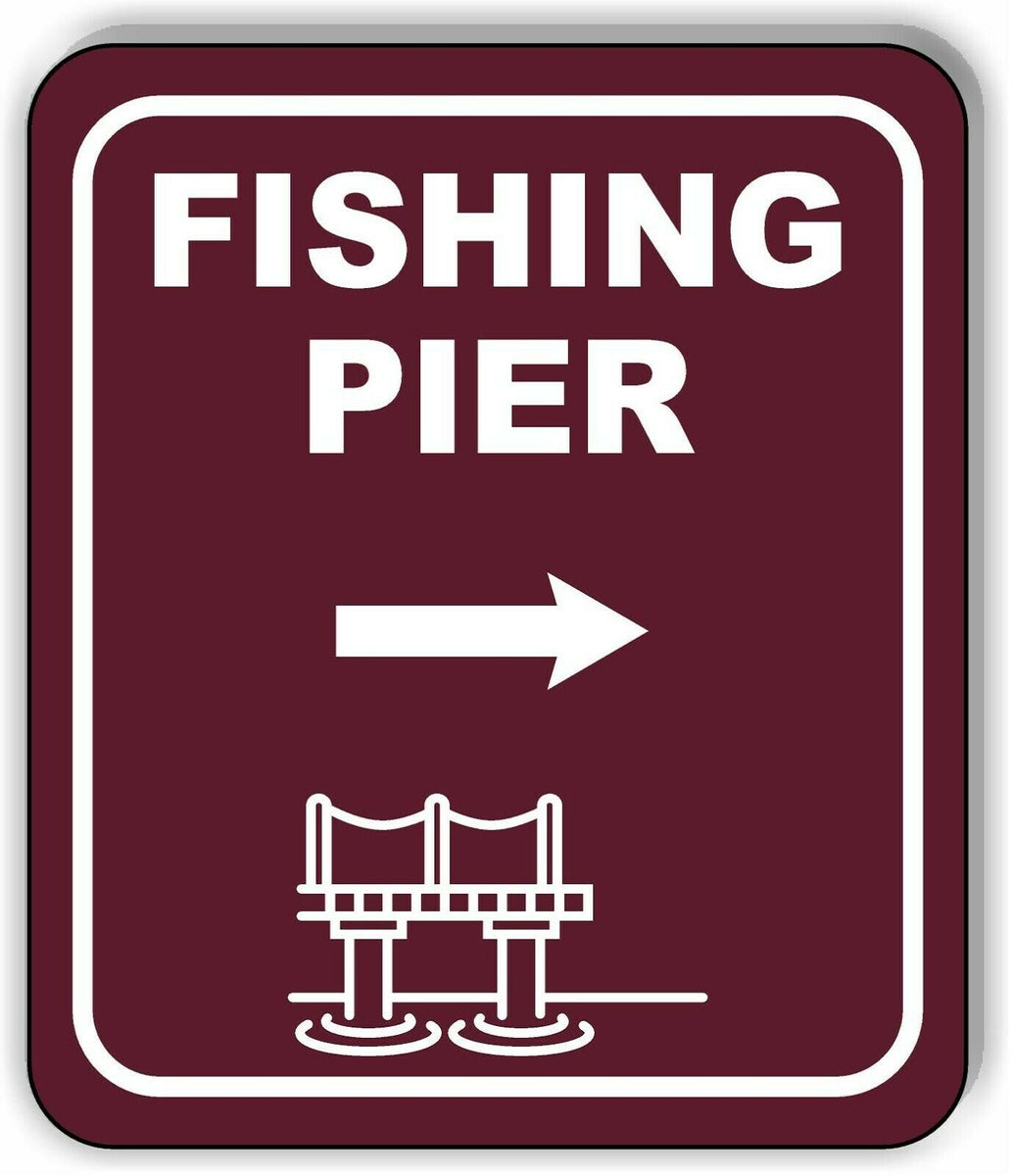 FISHING PIER DIRECTIONAL RIGHT ARROW CAMPING Metal Aluminum composite ...