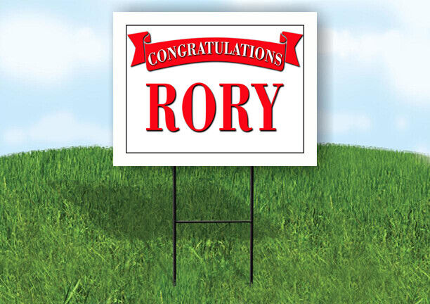 RORY CONGRATULATIONS RED BANNER 18in x 24in Yard sign with Stand – Work ...