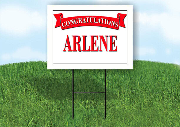 ARLENE CONGRATULATIONS RED BANNER 18in x 24in Yard sign with Stand ...