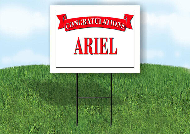 ARIEL CONGRATULATIONS RED BANNER 18in x 24in Yard sign with Stand ...