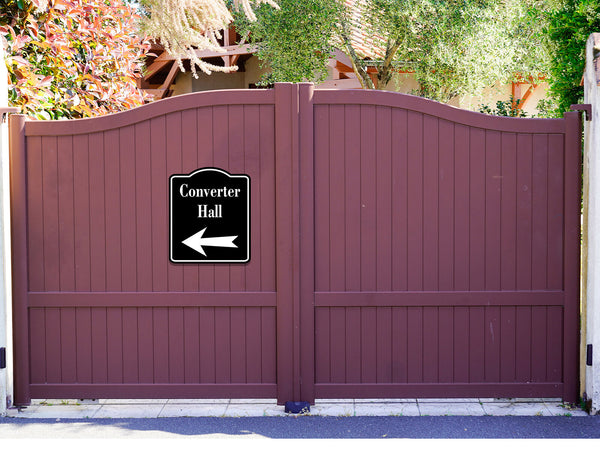 Converter Hall Left Arrow BLACK Aluminum Composite Sign – Work House signs