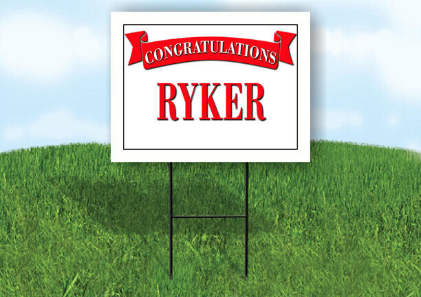 RYKER CONGRATULATIONS RED BANNER 18in x 24in Yard sign with Stand ...