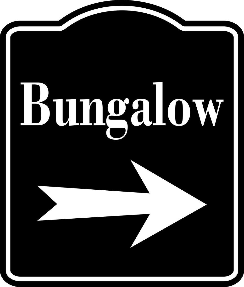 Bungalow Right Arrow BLACK Aluminum Composite Sign – Work House signs