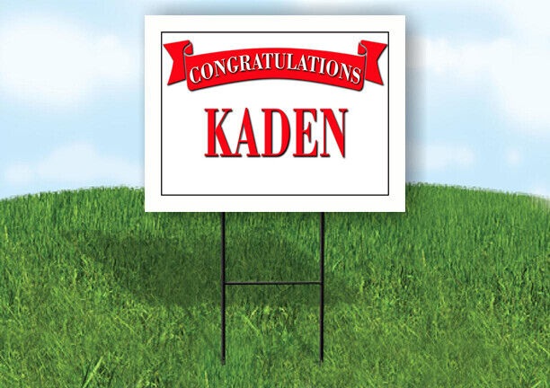 KADEN CONGRATULATIONS RED BANNER 18in x 24in Yard sign with Stand ...